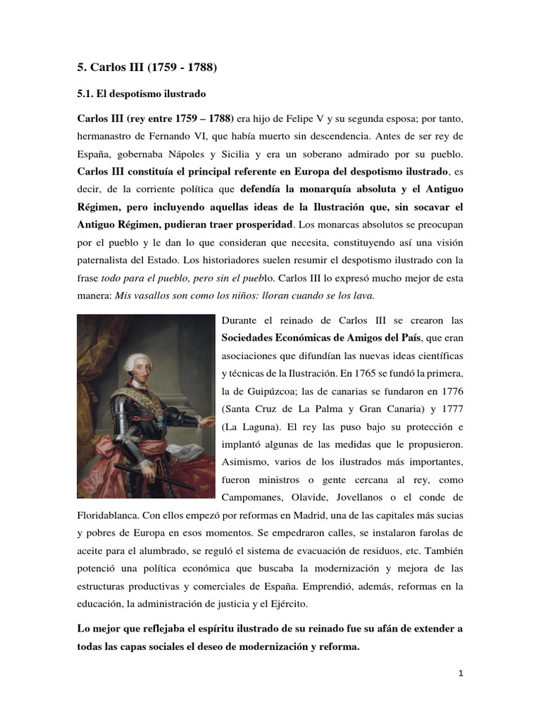 4º Parte Siglo XVIII. Carlos III | PDF