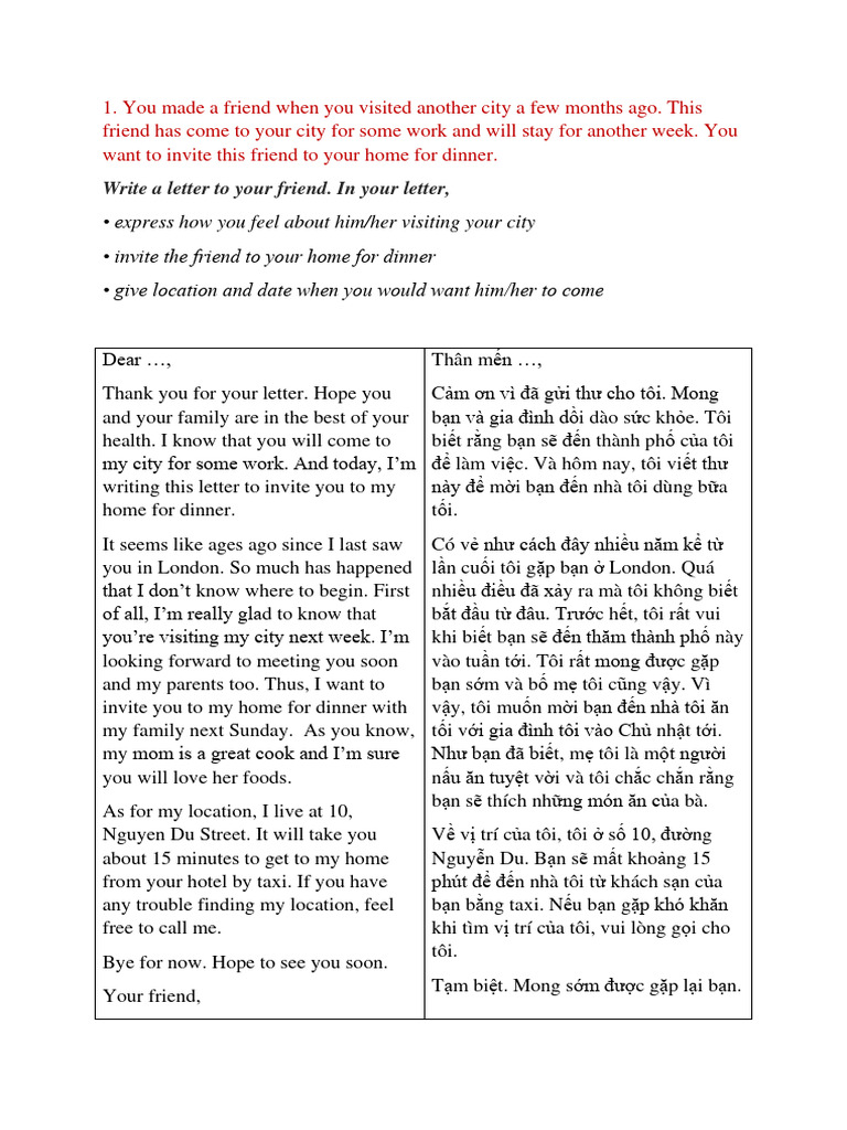 Writing Letter Vstep | PDF