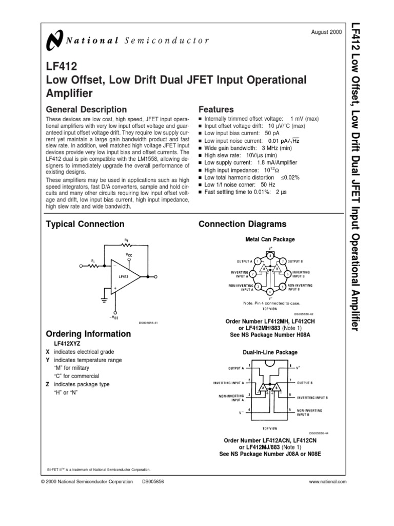LF412 | Amplifier | Operational Amplifier