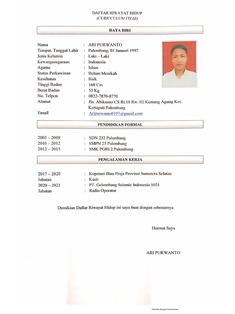 CV Ari Purwanto-1 | PDF