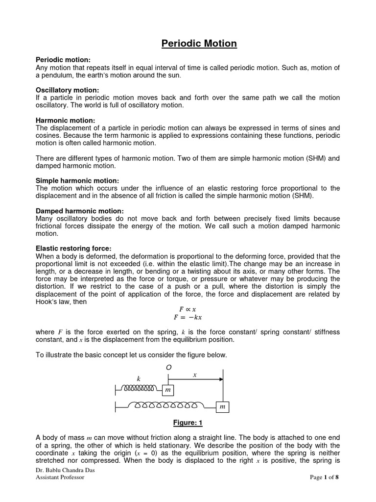Chapter-9 Periodic Motion | PDF | Oscillation | Force