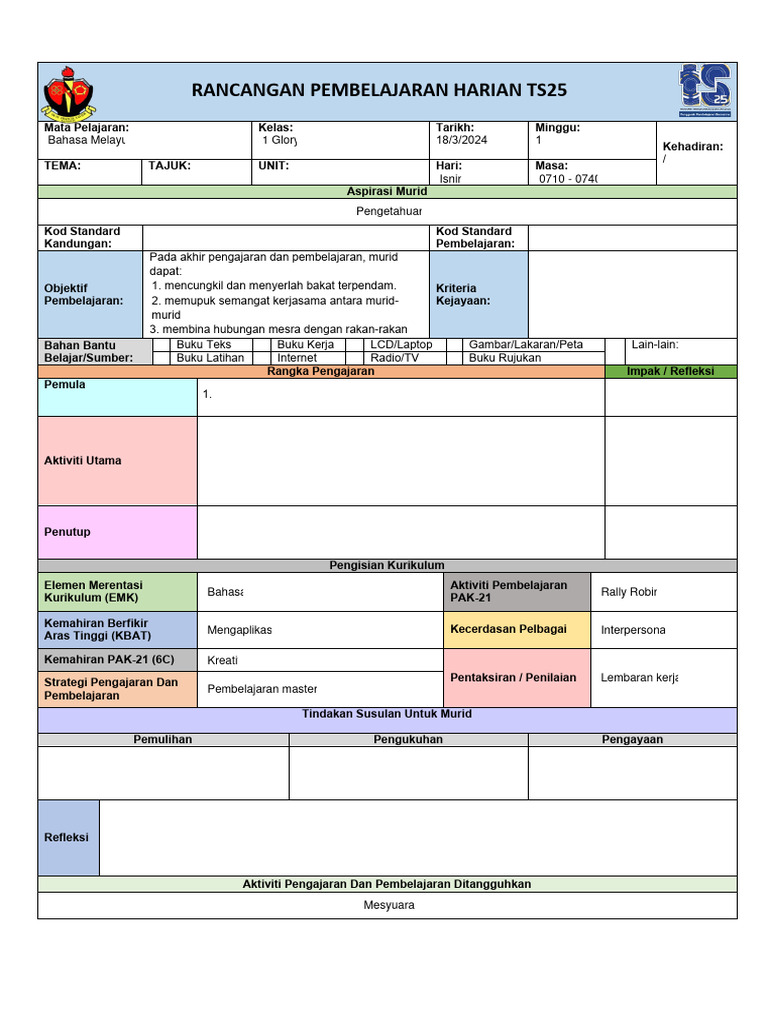 RPH Terkini TS25 2024 | PDF