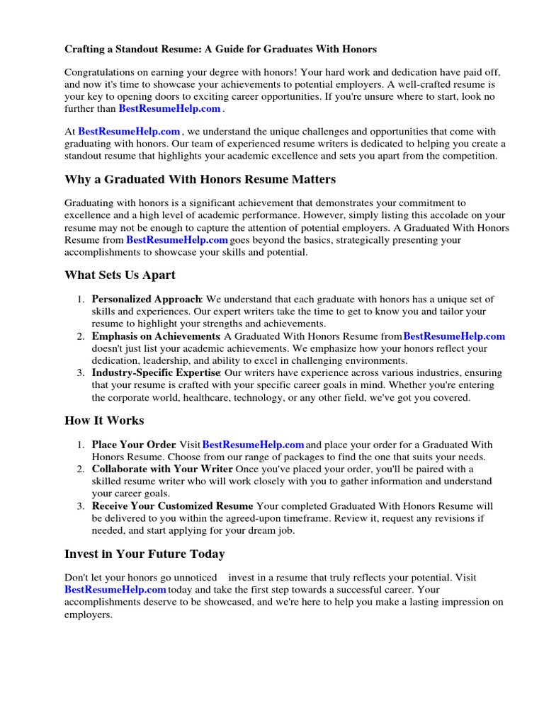 Honors Graduate Resume Tips | PDF | Résumé