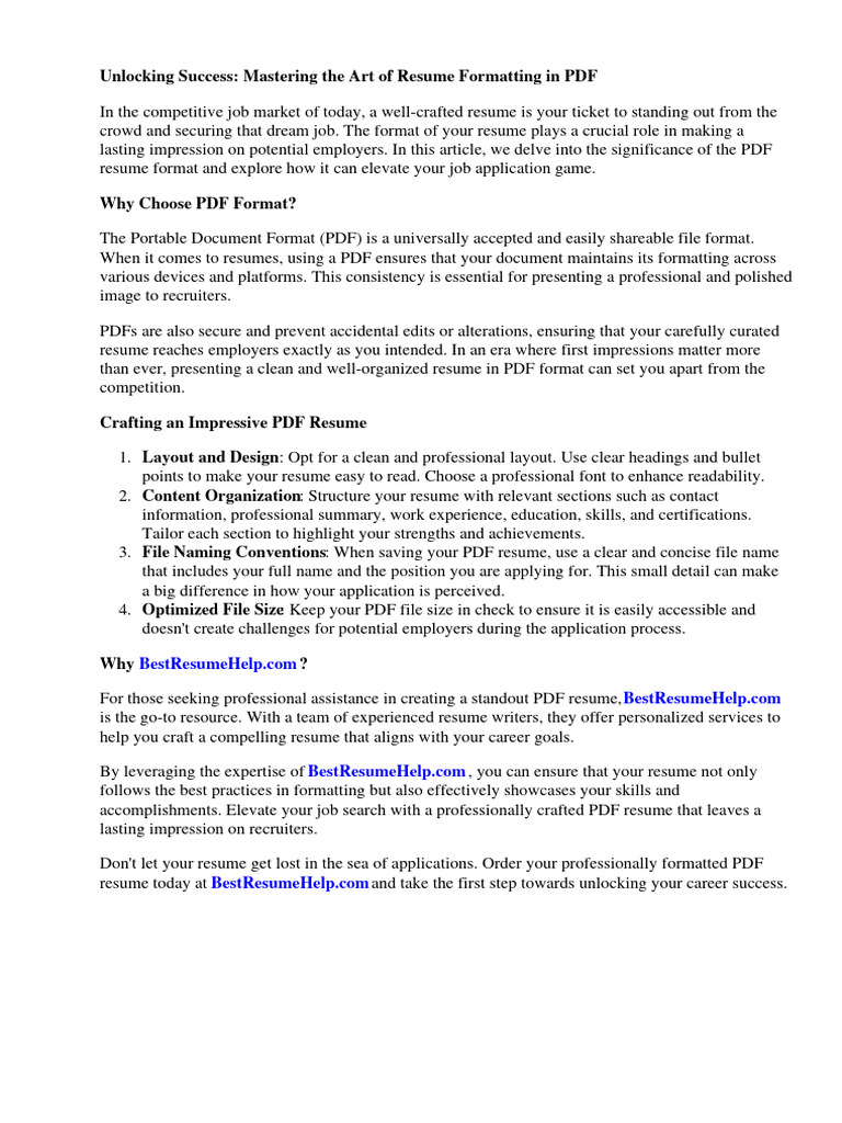 Resume Format Pdf Or Download Free Pdf Résumé Page Layout