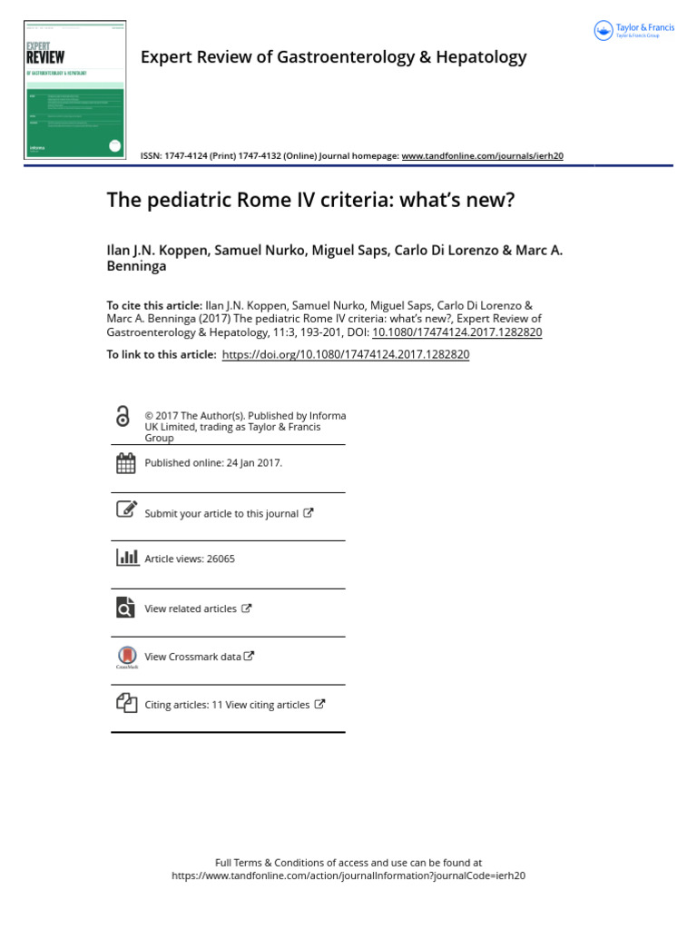 The Pediatric Rome IV Criteria | PDF | Constipation | Irritable Bowel ...