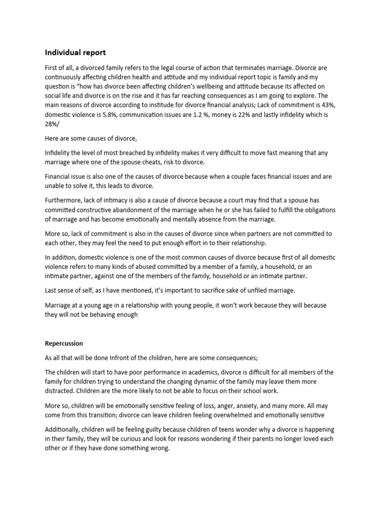 Individual report of keren | PDF | Divorce | Intimate Relationships