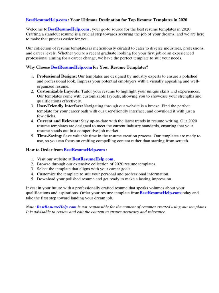 Top Resume Templates for 2020 | PDF | Résumé | Http Cookie