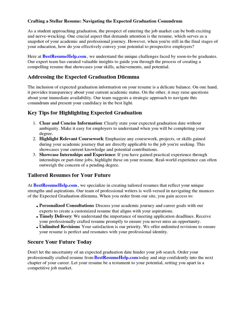 Sample Resume Expected Graduation Date Format Resume Example Gallery ...