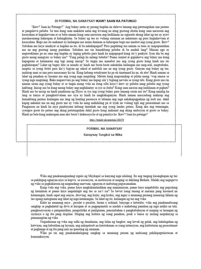 Di Pormal Na Sanaysay Ikaw | PDF