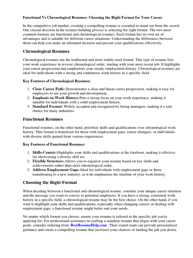 Resume Format: Functional vs Chronological | PDF | Résumé | Human ...