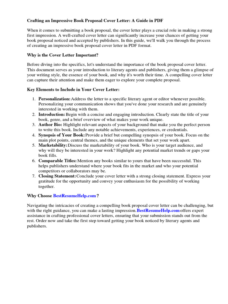 Book Proposal Cover Letter PDF | PDF | Books | Information