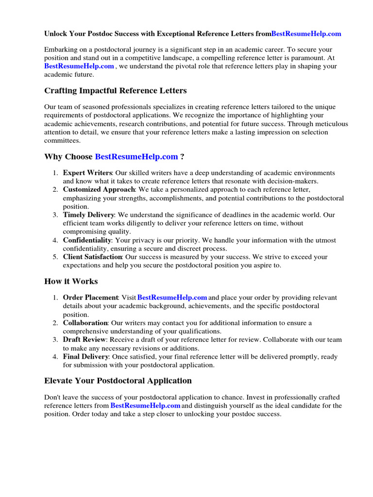 Reference Letter Postdoc | PDF