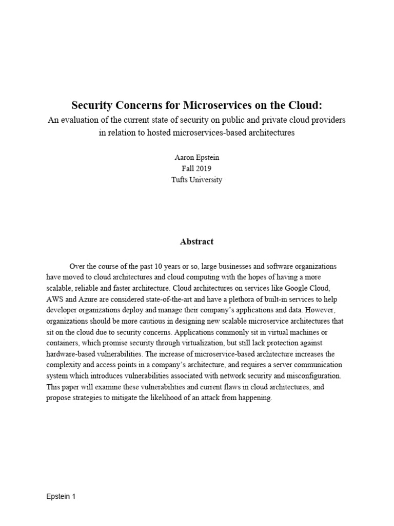 Security Concerns For Microservices On The Cloud | PDF | Cloud Computing | Security