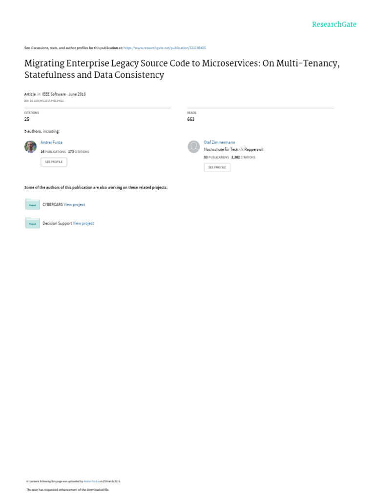Migrating Enterprise Legacy Source Code To Microservices: On Multi-Tenancy, Statefulness and ...
