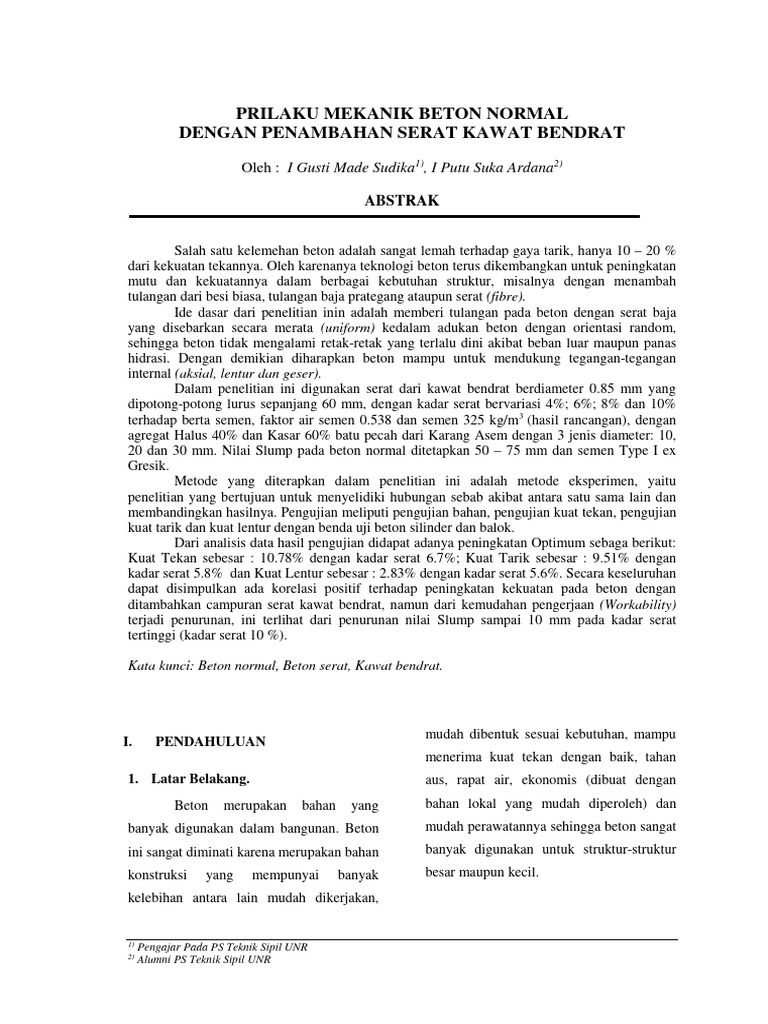 Prilaku Mekanik Beton Normal Dengan Pena | PDF