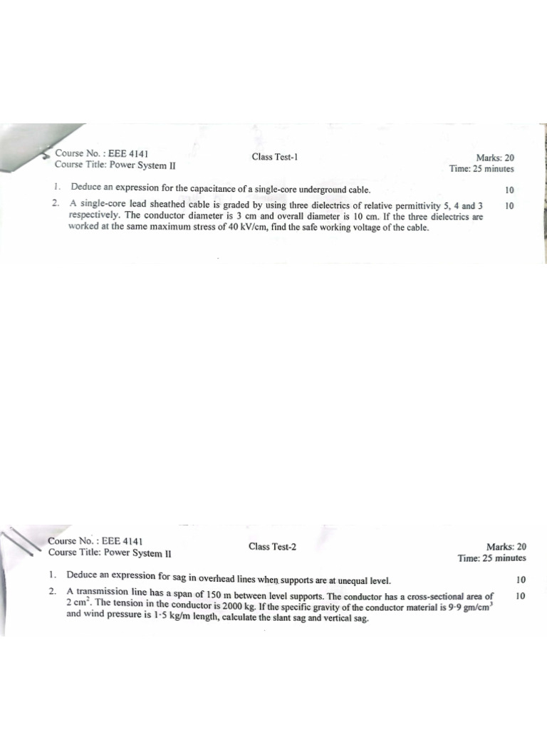 Class Test Questions | PDF