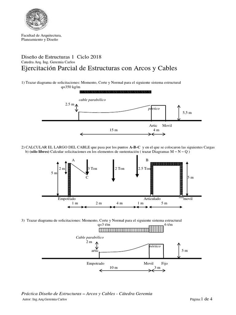 Ejercicios de Cables y Arcos | PDF | Elementos arquitectónicos | Geometría analítica