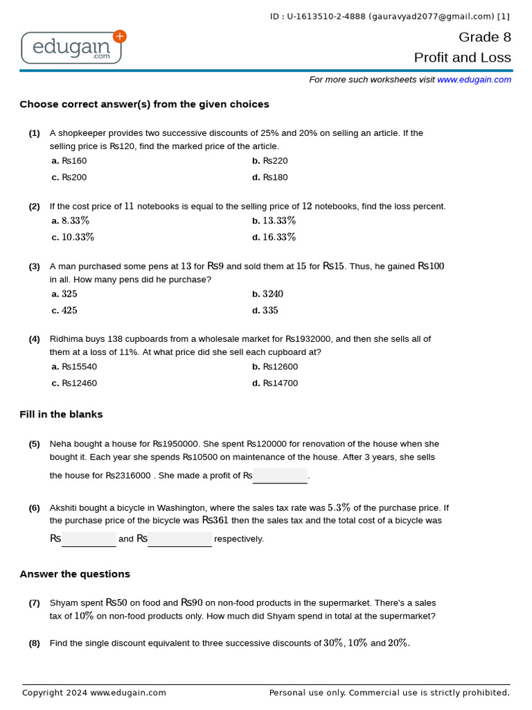 Grade8 1613510 2 4888.q | PDF | Prices | Sales