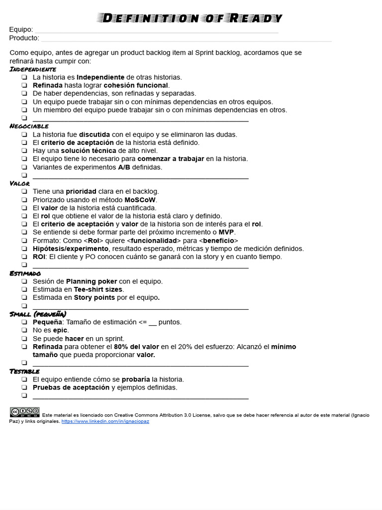 (ES) Template Definition of Ready | PDF