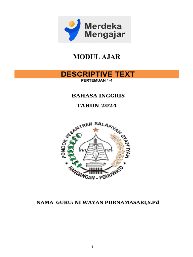 Modul Descriptive Text SMK | PDF | Karier & Perkembangan | Seni & Disiplin Bahasa