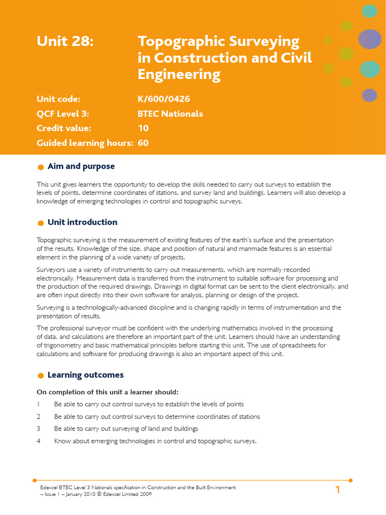 Unit 28 Topographic Surveying in Construction and Civil Engineering ...
