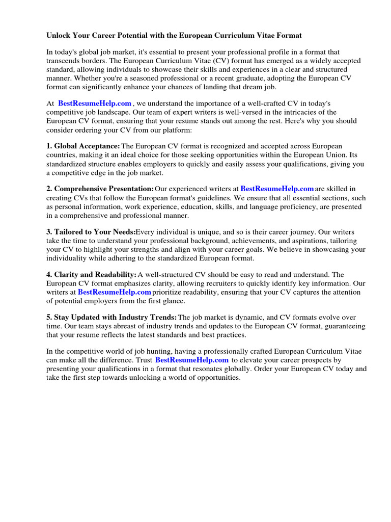European CV Format Guide | PDF | Résumé | Curriculum