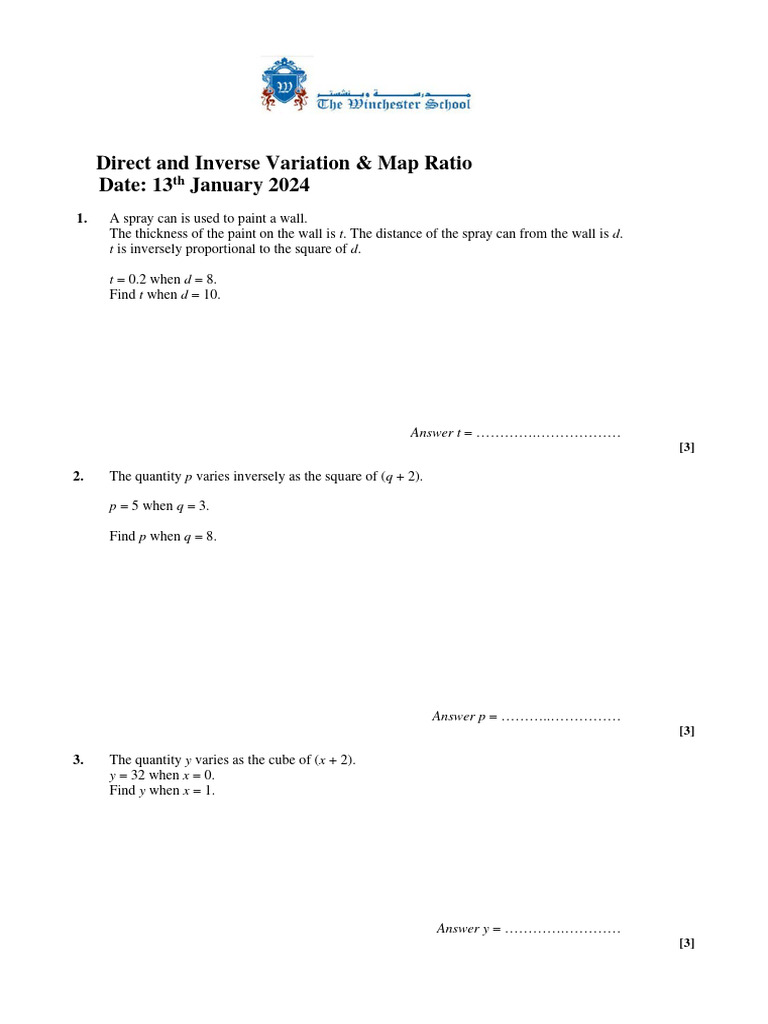 Direct and Inverse Variation Map Ratio | PDF | Speed | Metrology