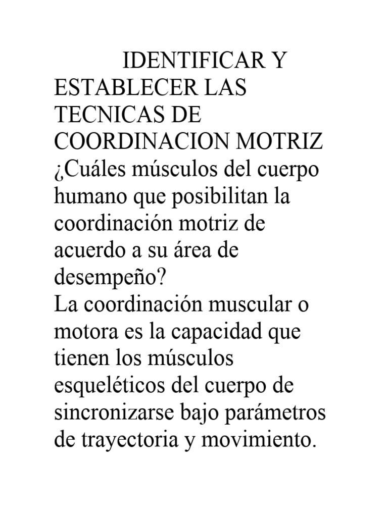 Coordinacion Motriz para Actividad Fisica | PDF | Coordinación motriz ...