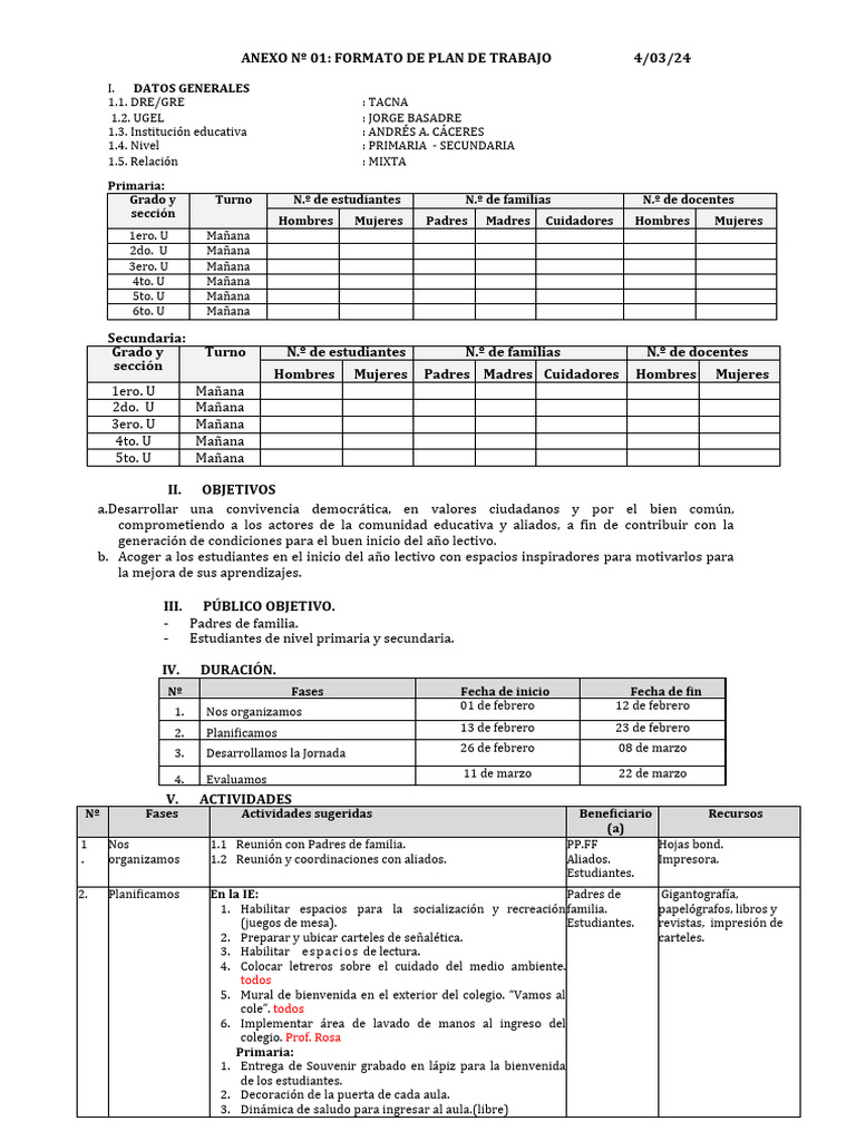 Plan de Trabajo BIAE | PDF | Crecimiento personal y profesional | Artes ...