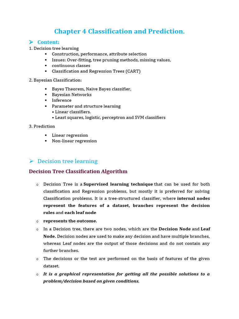 Chapter 4classification and Prediction | PDF | Bayesian Network | Statistical Classification