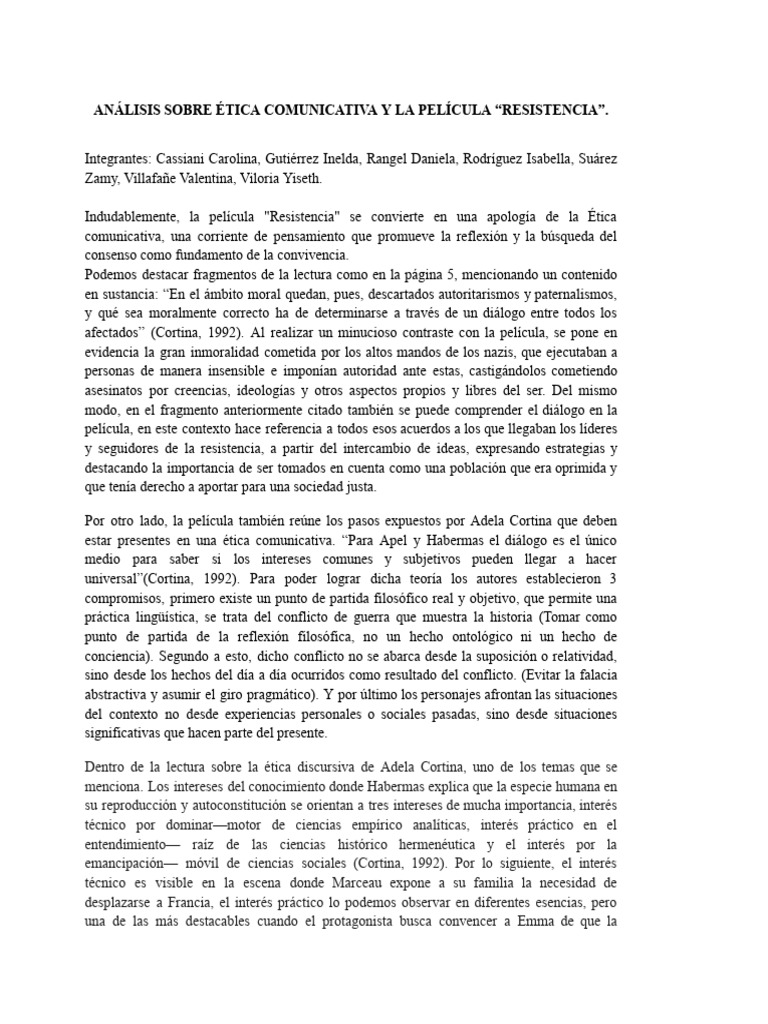 Ética Comunicativa en "Resistencia" | PDF | Jürgen Habermas | Moralidad