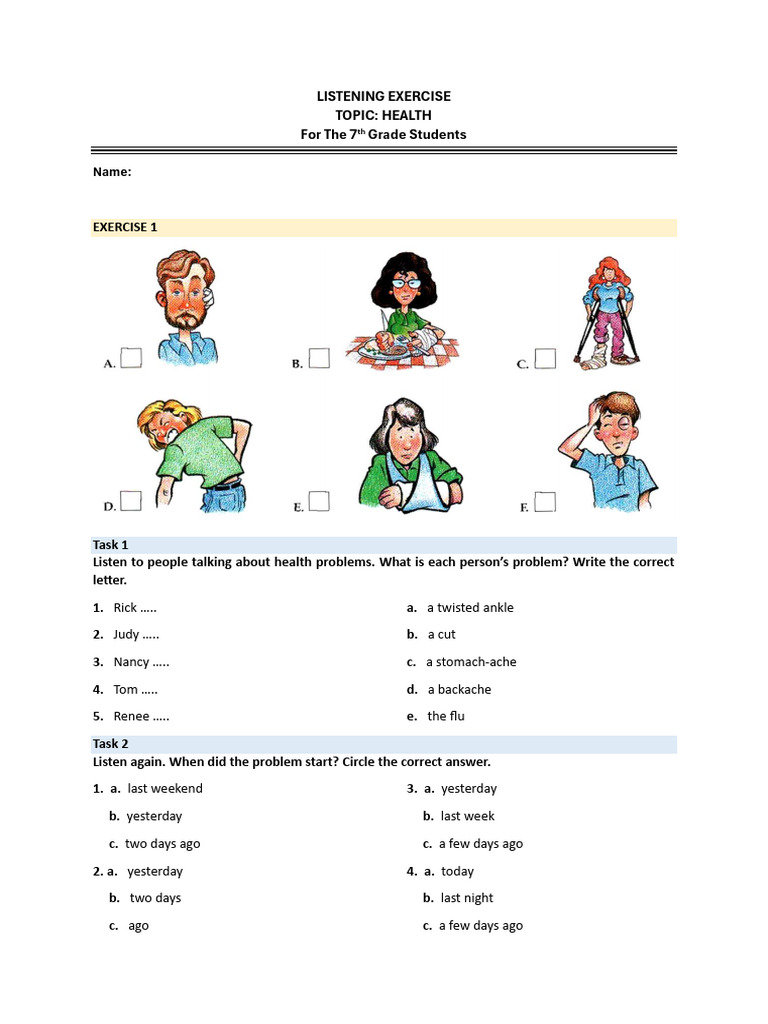 Listening Exercise For The 7TH Grade | PDF