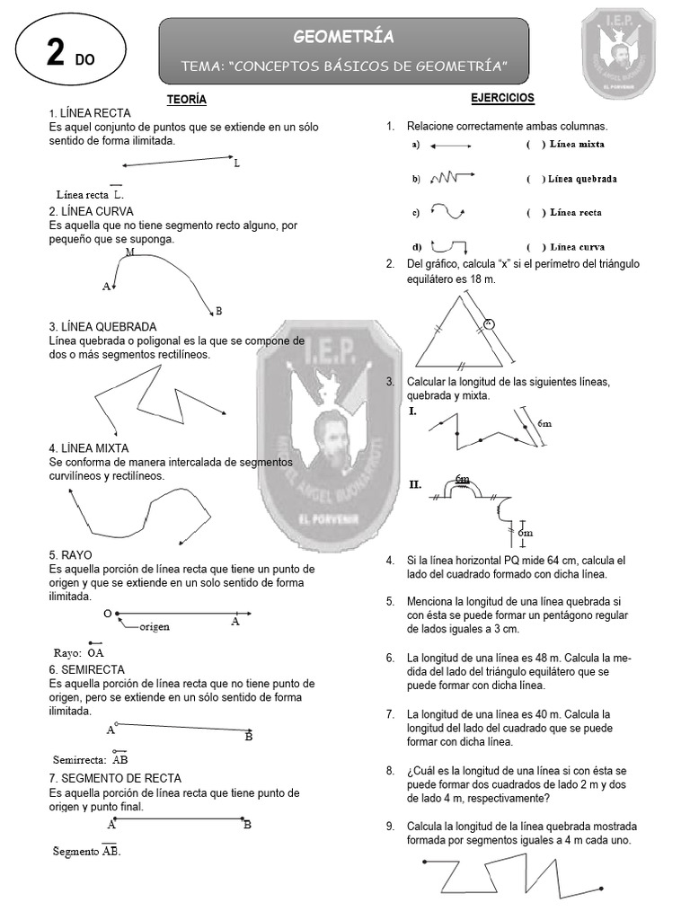 Geometria - 2do SEC - Marzo-Tema 1 | PDF | Longitud | Geometría