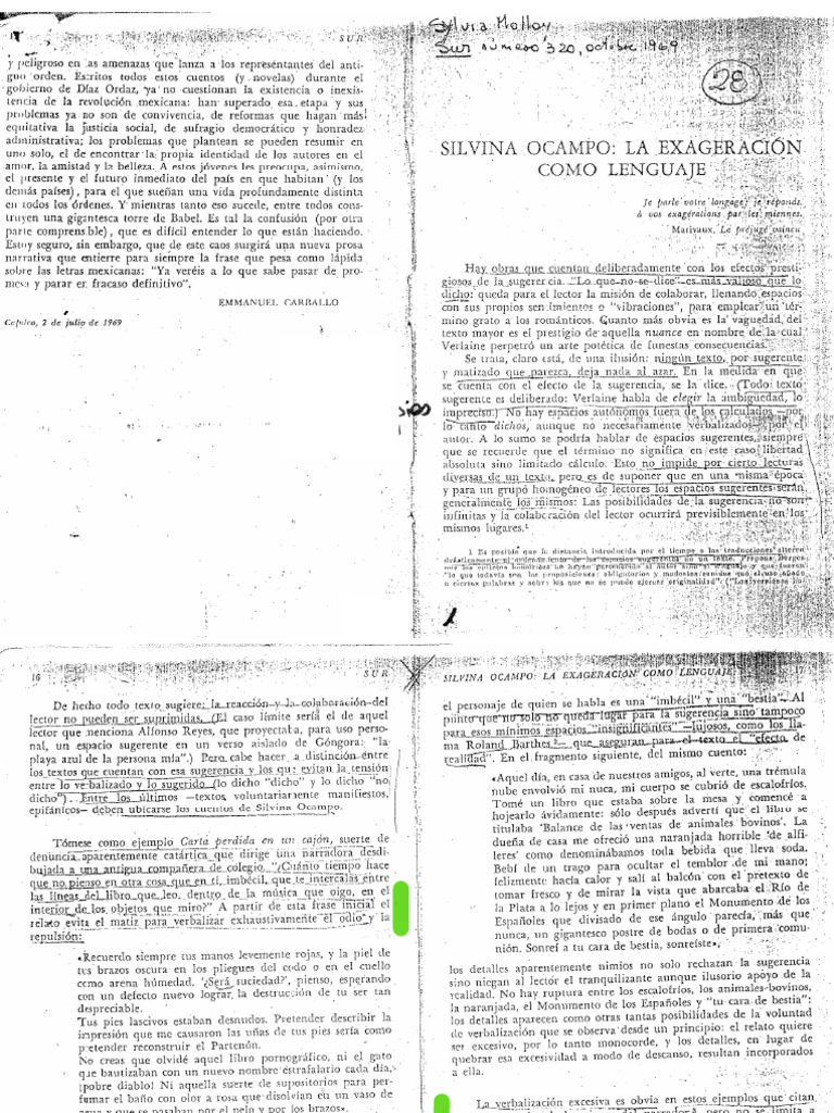 MOLLOY - Ocampo, La Exageración Como Lenguaje | PDF