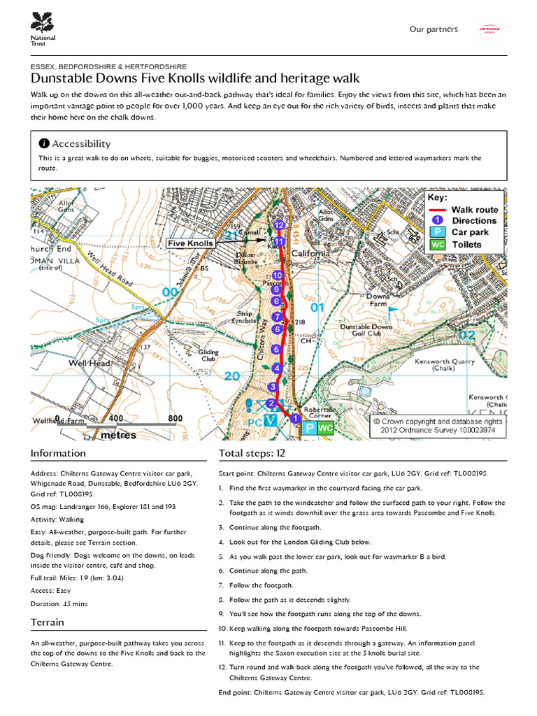 Dunstable Downs Five Knolls Wildlife and Heritage Walk Walking | PDF ...