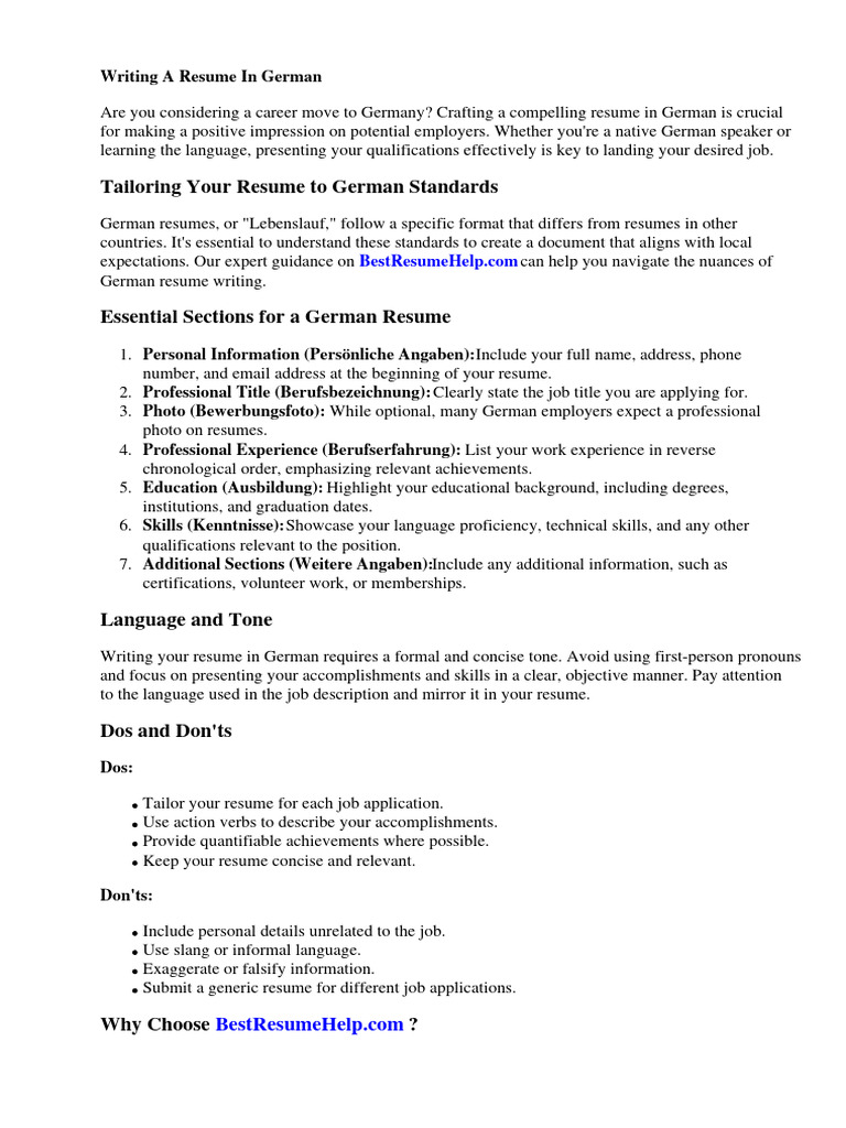 German Resume Writing Guide | PDF | Résumé