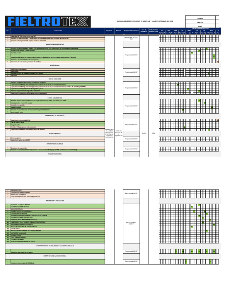 OD-SST-005 CRONOGRAMA DE CAPACITACIONES 2023 | PDF | Medicina CLINICA