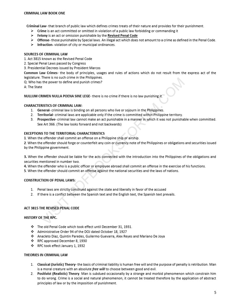 CLJ 1 (Criminal Law Book 1) | PDF | Crimes | Crime & Violence