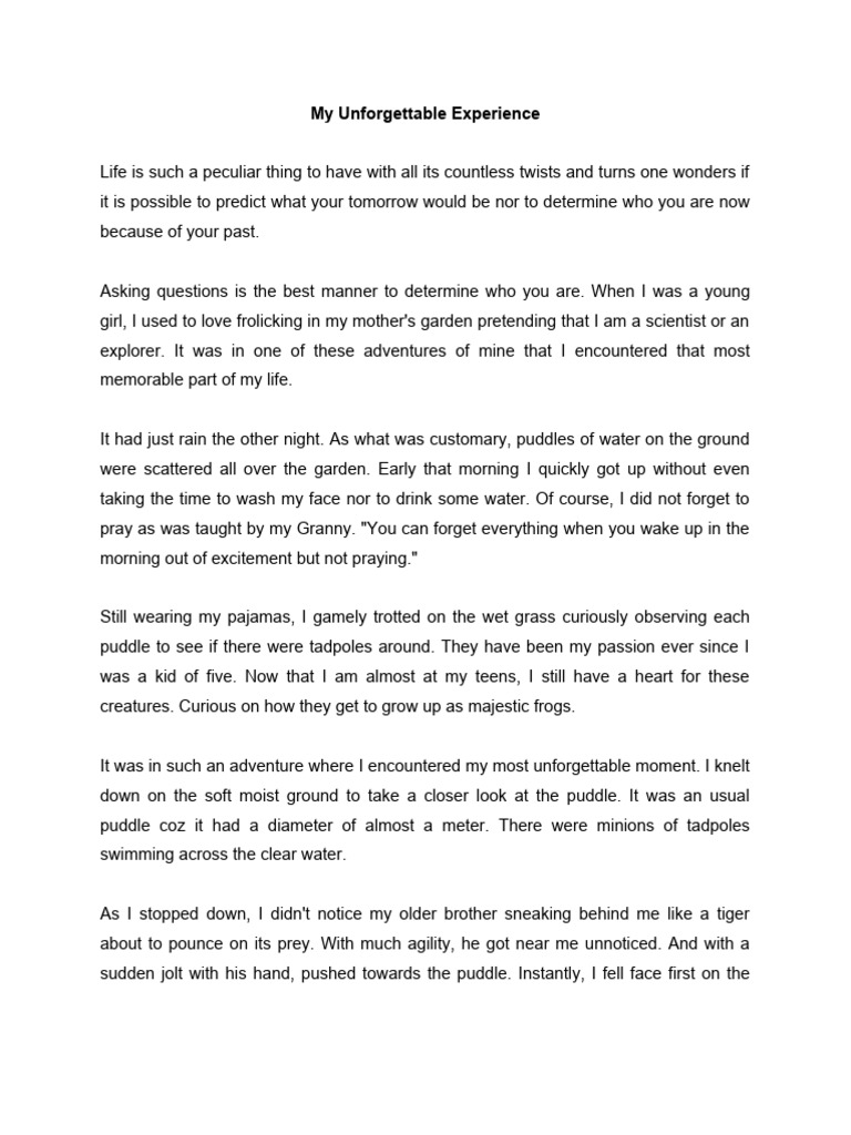 My Unforgettable Experience-1 | PDF