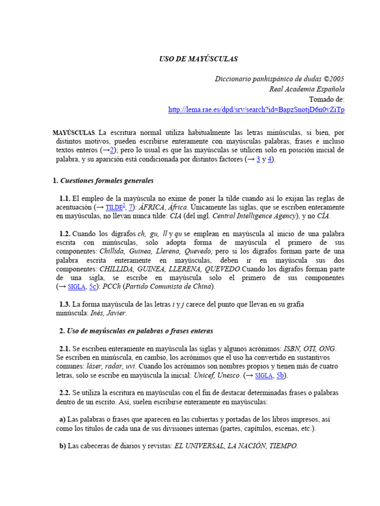 Uso correcto de las mayúsculas en español | PDF | Caso de carta ...