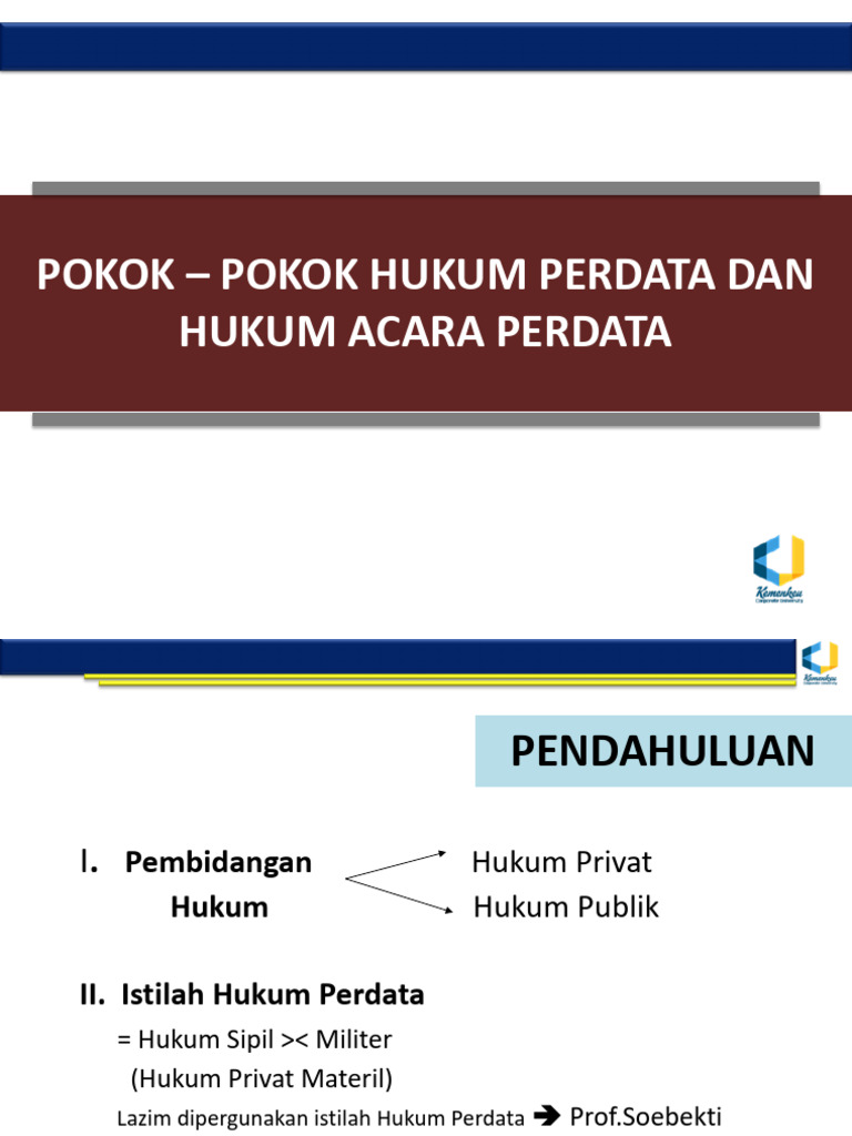 Materi 2 - Pokok Hukum Perdata & Hukum Acara Perdata | PDF Materi 2 - Pokok Hukum Perdata & Hukum Acara Perdata | PDF