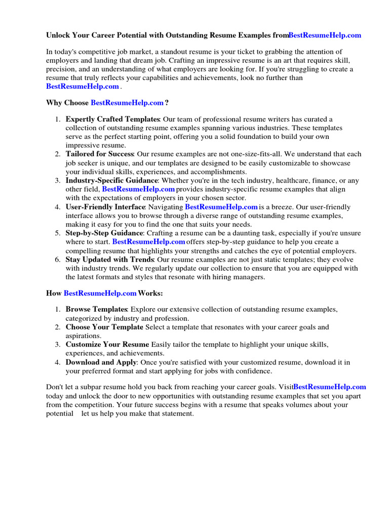 Outstanding Resume Examples | Download Free PDF | Résumé | Recruitment