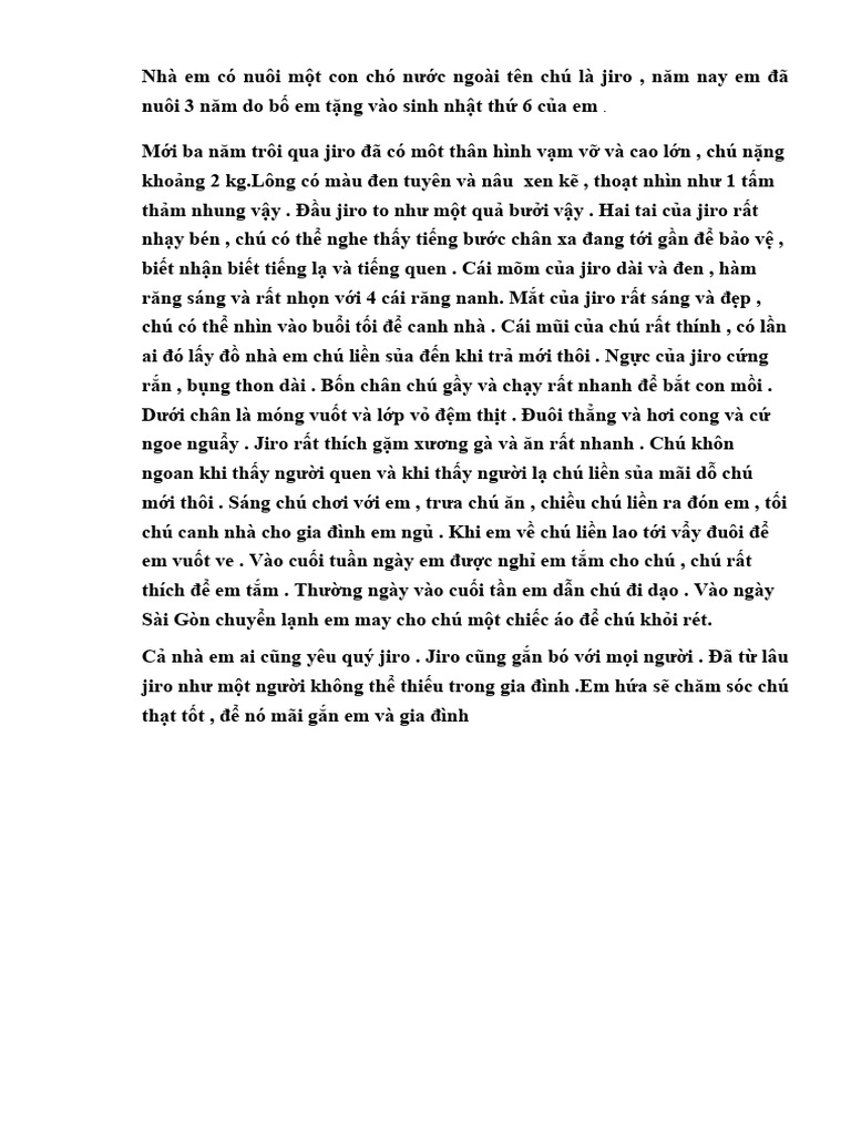 Nhà em Có Nuôi M T Con Chó Nư C Ngoài Tên Chú Là Jiro | PDF