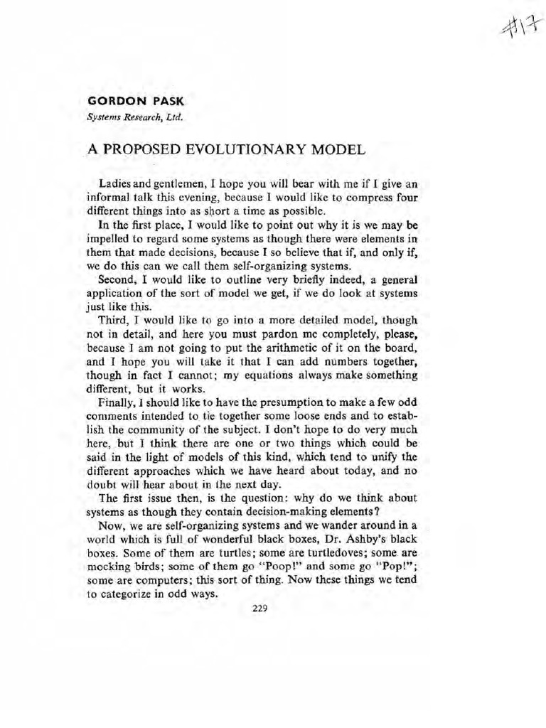 Evolutionary Model of Self-Organizing Systems | PDF