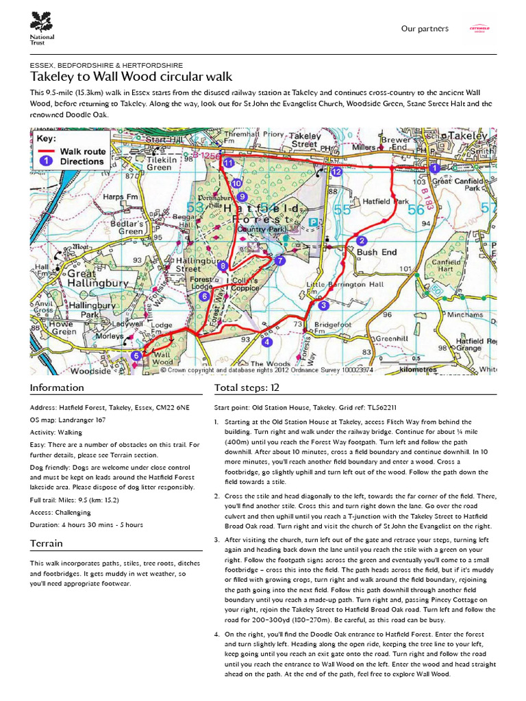 Takeley To Wall Wood Walk Walking | PDF