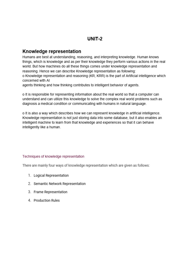 unit 2 ai | PDF | Knowledge Representation And Reasoning | Logic