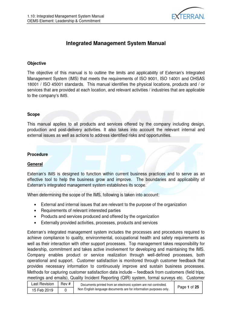 Exterran Integrated Management System Manual | PDF | Emergency ...