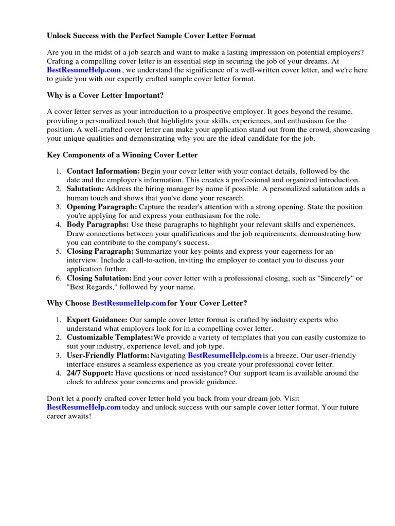 Sample Cover Letter Format | PDF | Résumé | Http Cookie