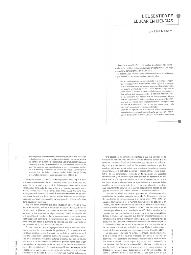 5meinardi, E. (2010) Educar en Ciencias. Paidós (Cap 1) | PDF