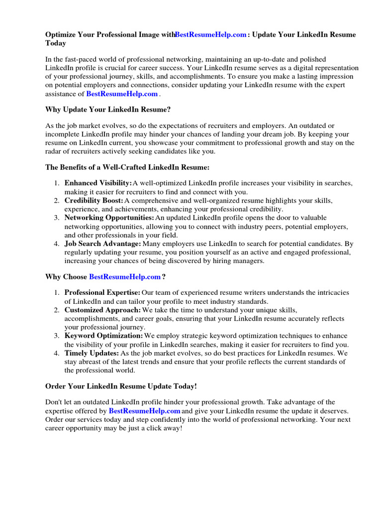 Update Linkedin Resume | PDF